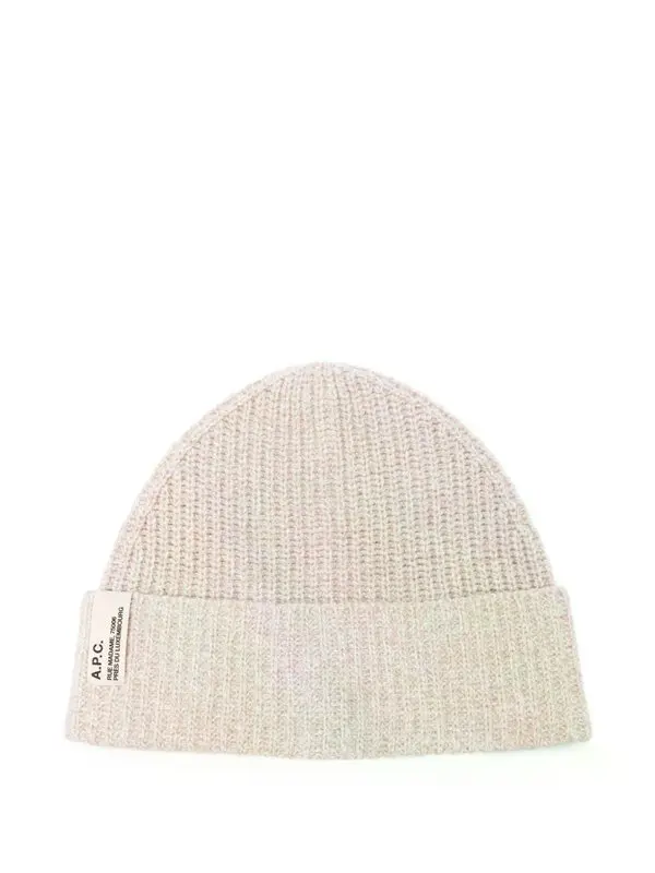 A.p.c. Ribbed Logo-patch Beanie Hat - Neutrals