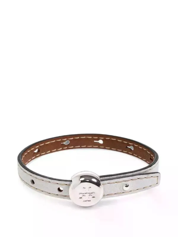 Tory Burch Logo-plaque Buckled Leather Bracelet - Blue