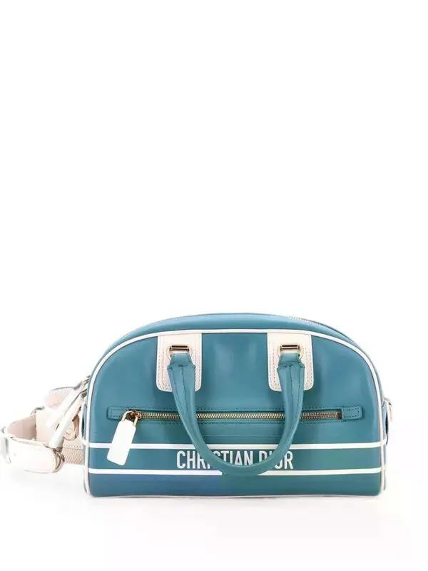 Dior Vibe Zip Bowling Bag Leather Small Handbag - Blue