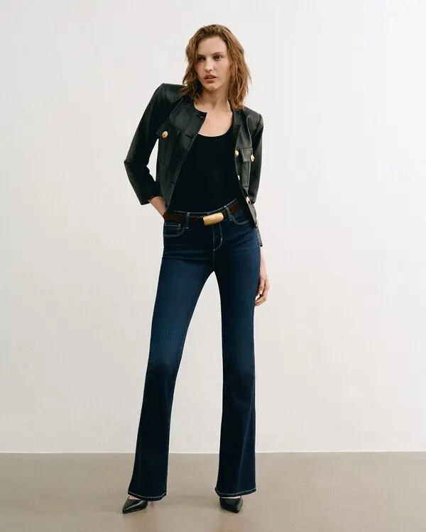 L'Agence Cara Low Rise Bootcut Jeans In Wash