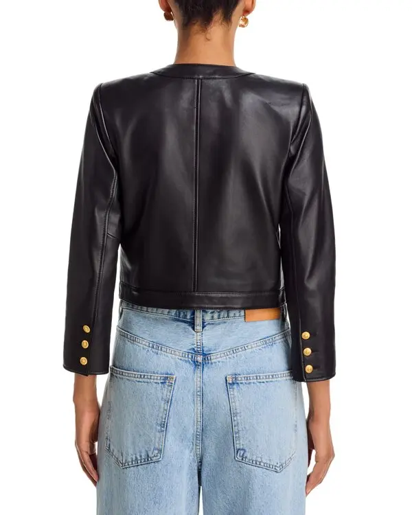 L'Agence Deidra Leather Collarless Jacket
