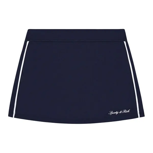 SPORTY & RICH Signature Logo Court Skirt 'dark Navy/white - Blue