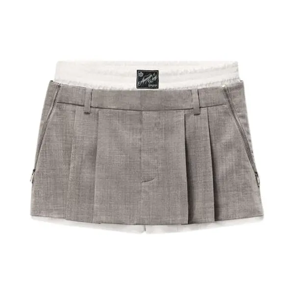 Alexander Wang Zipper Details Pre-styled Pleated Skort 'light Heather - Grey