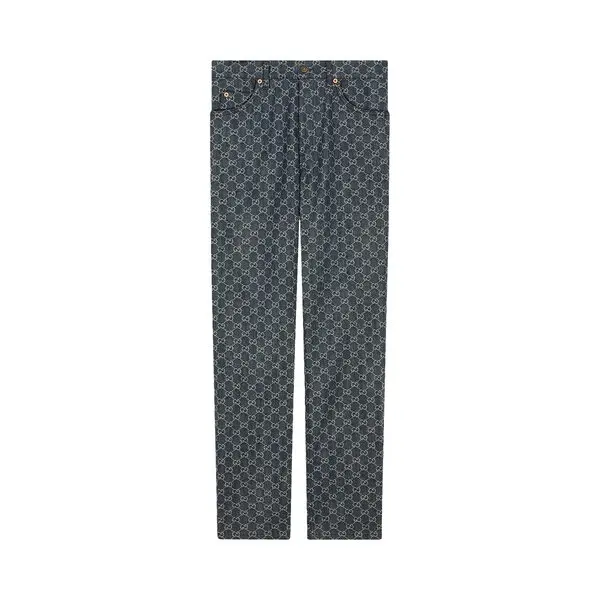 Gucci Eco Washed Gg Denim Pant 'dark /ivory - Blue
