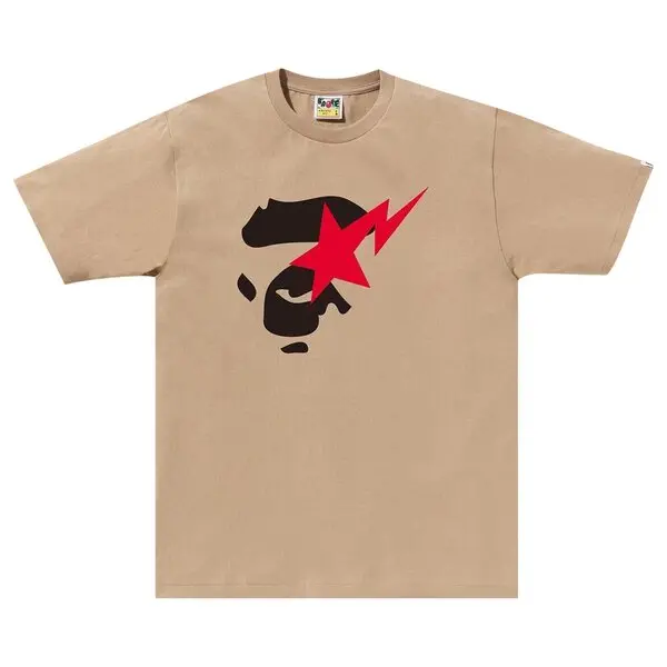 A BATHING APE Ape Face Sta Tee 'beige