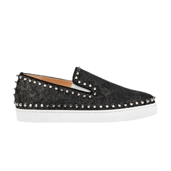 CHRISTIAN LOUBOUTIN Wmns Pik Boat Flat Argent - Black