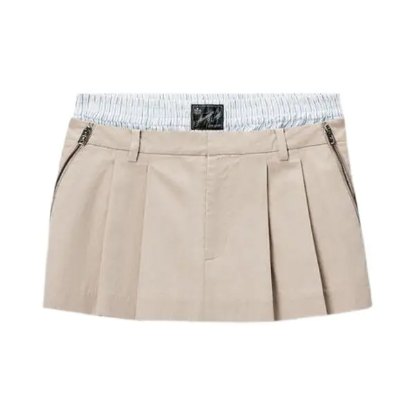 Alexander Wang Zipper Details Pre-styled Pleated Skort 'stone - Grey