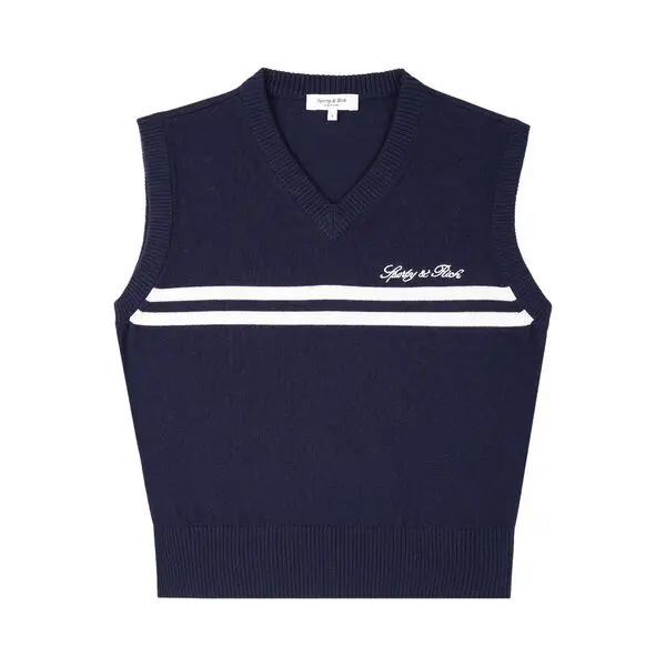 SPORTY & RICH Signature Logo Knitted Vest - Blue