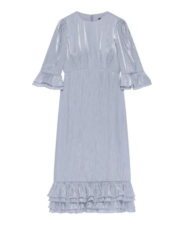 Mint Velvet Metallic Ruffle Sleeve Midi Dress