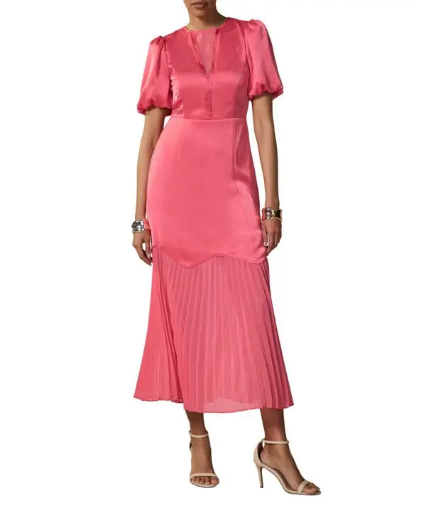 Mint Velvet Satin Pleated Maxi Dress