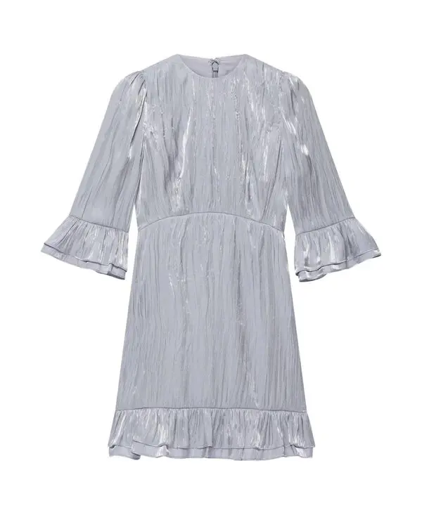 Mint Velvet Metallic Ruffle Mini Dress