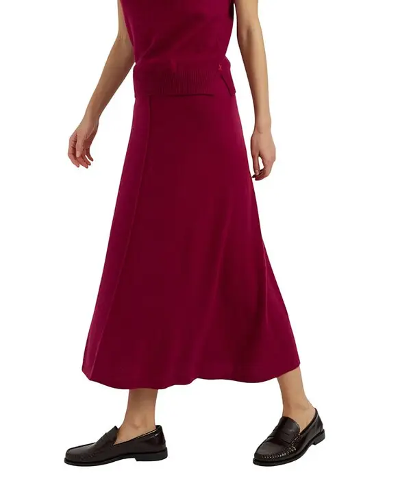 Chinti & Parker Wool Cashmere Midi Skirt - Cherry