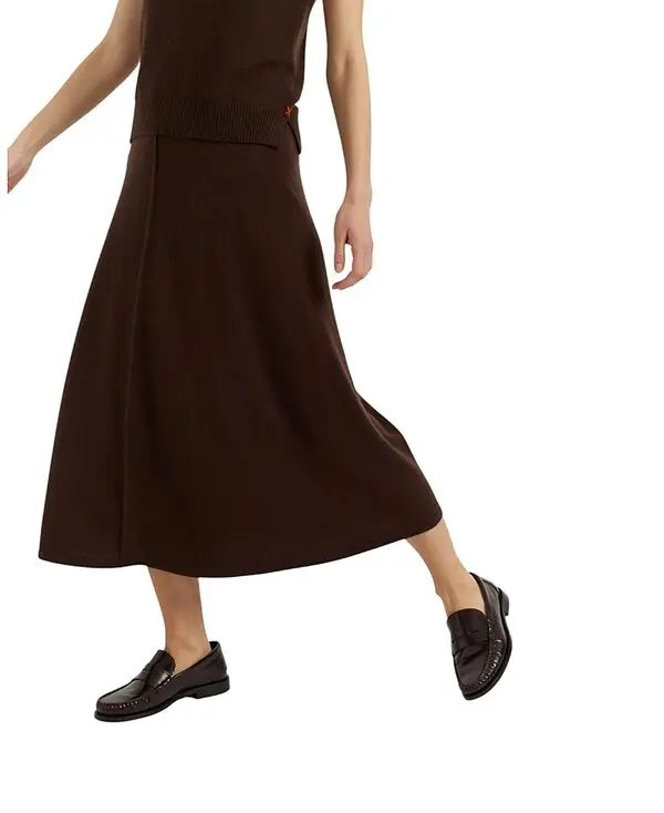 Chinti & Parker Wool Cashmere Midi Skirt - Chocolate