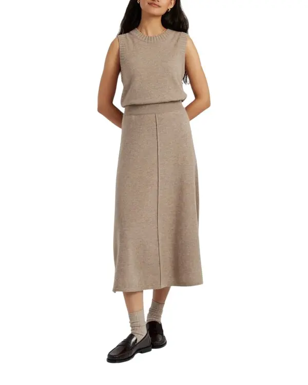Chinti & Parker Wool Cashmere Midi Skirt - Warm Oatmeal