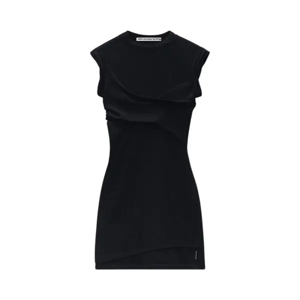Alexander Wang Twisted Bust Mini Layered Sleeveless Dress - Black