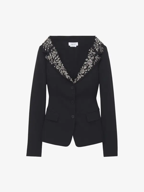 Alexander McQueen Embroidered Off-the-shoulder Harness Jacket