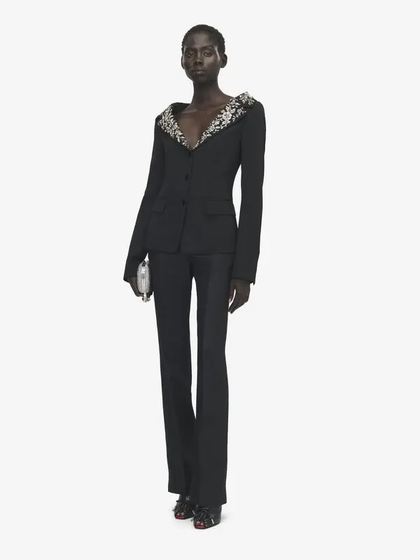 Alexander McQueen Embroidered Off-the-shoulder Harness Jacket