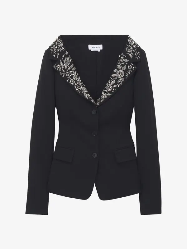 Alexander McQueen Embroidered Off-the-shoulder Harness Jacket