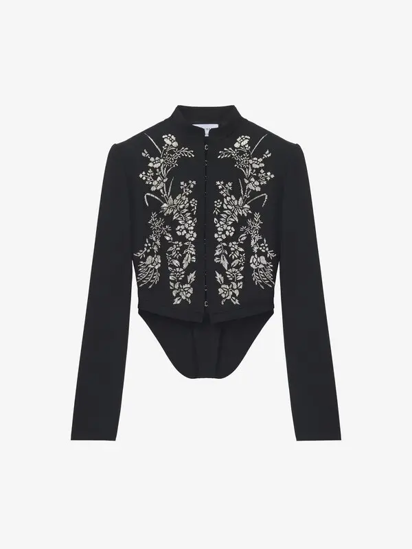 Alexander McQueen Floral Embroidery Cropped Jacket