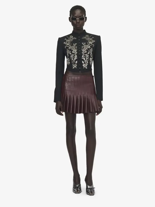 Alexander McQueen Floral Embroidery Cropped Jacket