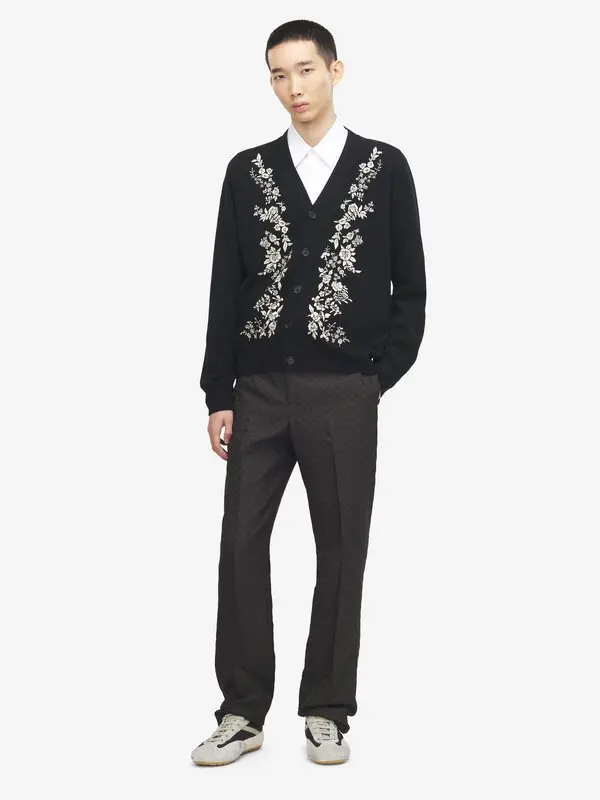 Alexander McQueen Floral Embroidered V-neck Cardigan