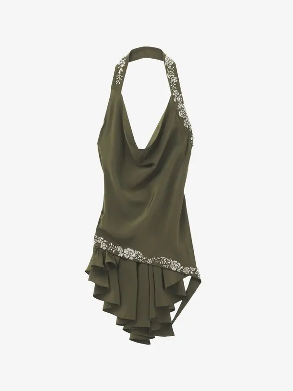 Alexander McQueen Floral Embroidery Asymmetric Top