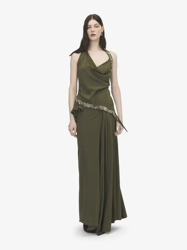 Alexander McQueen Floral Embroidery Asymmetric Top