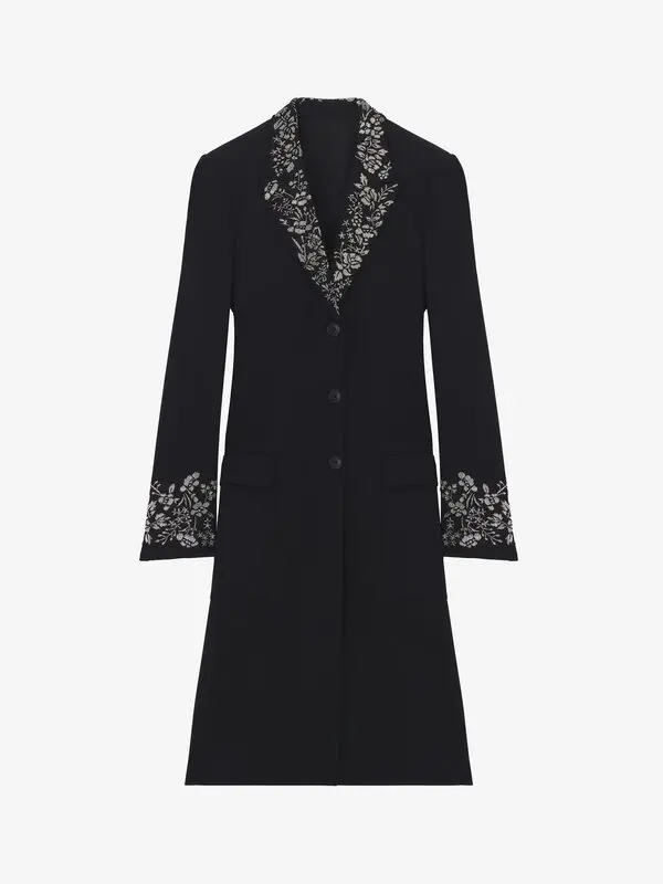 Alexander McQueen Floral Embroidery Coat - Black