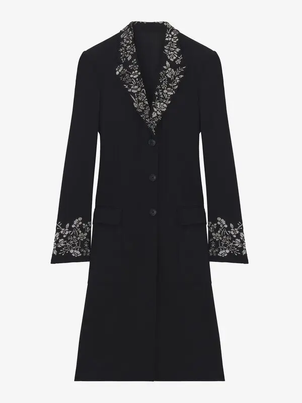 Alexander McQueen Floral Embroidery Coat - Black