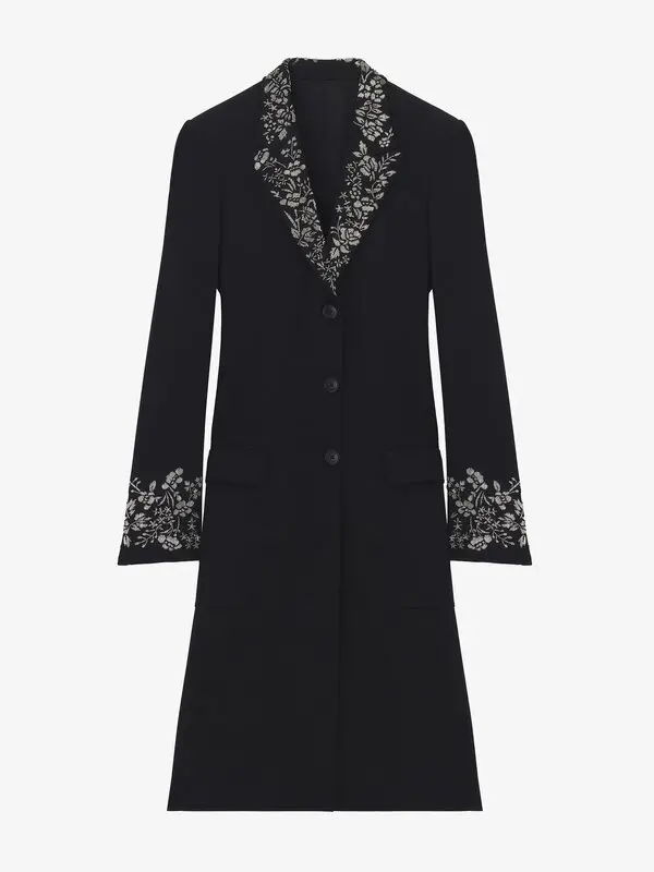 Alexander McQueen Floral Embroidery Coat - Black