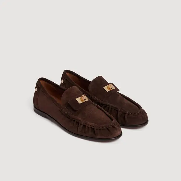 Sandro Suede Loafers With Clasp