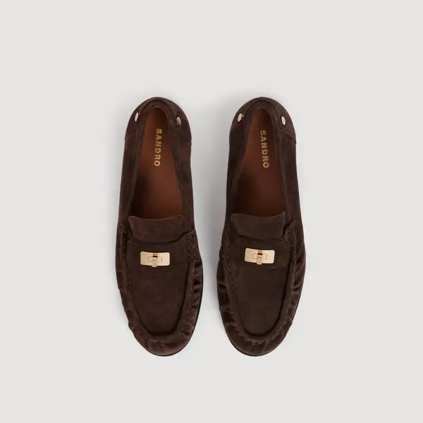 Sandro Suede Loafers With Clasp