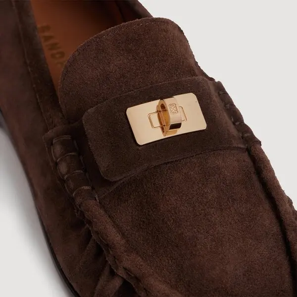 Sandro Suede Loafers With Clasp