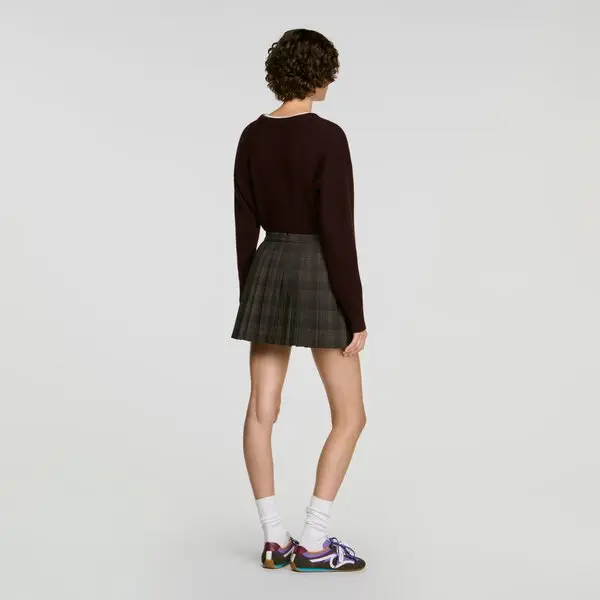 Sandro Checked Pleated Skirt
