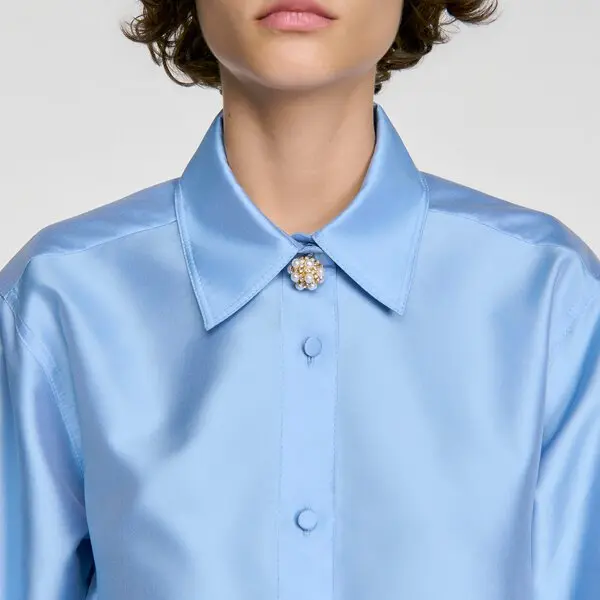 Sandro Jewellery Detail Satin Shirt