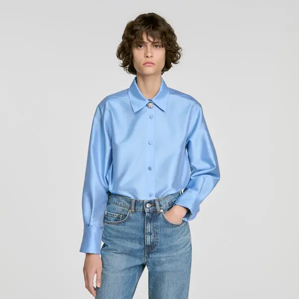 Sandro Jewellery Detail Satin Shirt