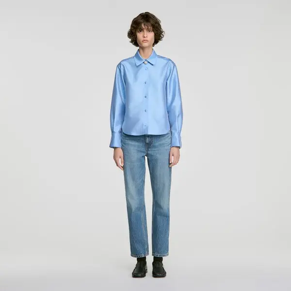 Sandro Embellished Collar Satin Shirt