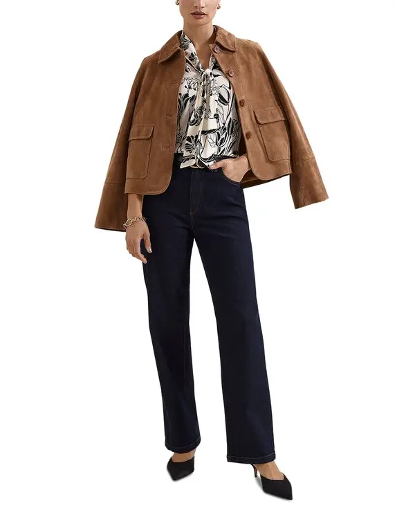 PHASE EIGHT Aisra Lace Trim Printed Blouse