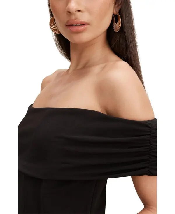 EVER NEW Bardot Neck Maxi Dress With Ruched Detailing
