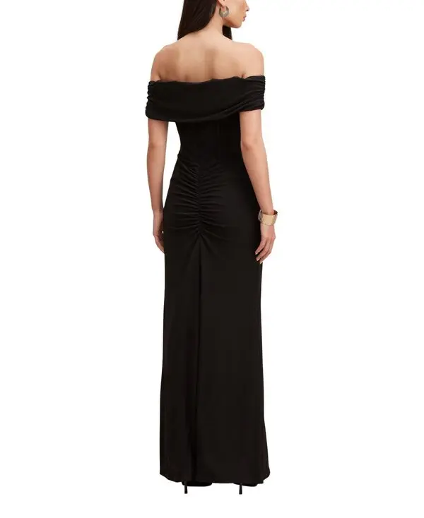 EVER NEW Bardot Neck Maxi Dress With Ruched Detailing