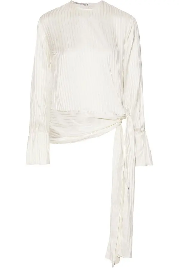 Stella McCartney Striped Silk Jacquard Blouse With Bow Detail