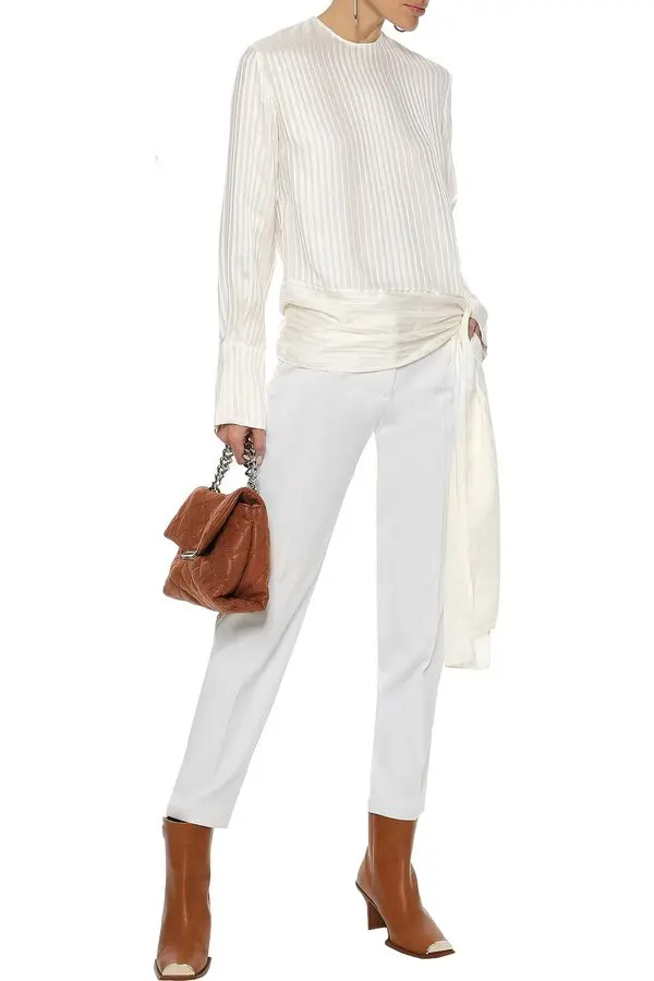 Stella McCartney Striped Silk Jacquard Blouse With Bow Detail