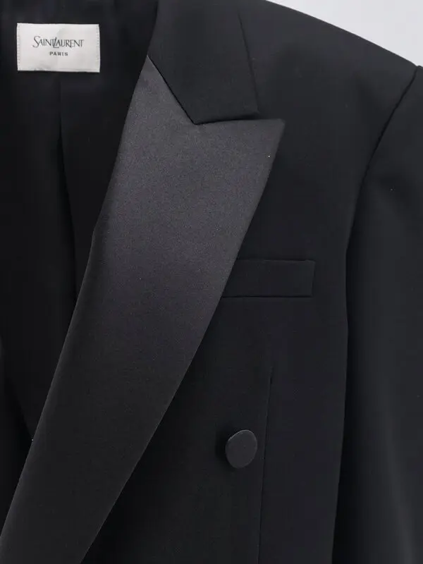 Saint Laurent Wool Tuxedo Blazer With Silk Lining