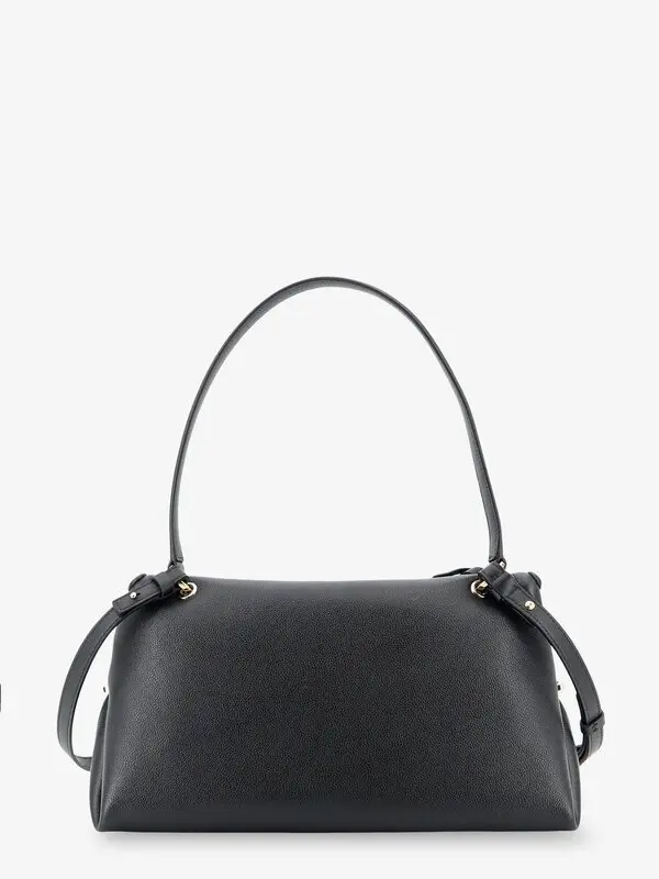 FERRAGAMO Leather Shoulder Bag With Gancini Detail - Black