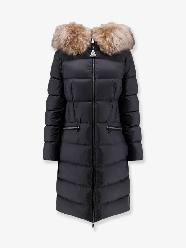 Moncler Boedic Long Down Jacket With Fur Detail