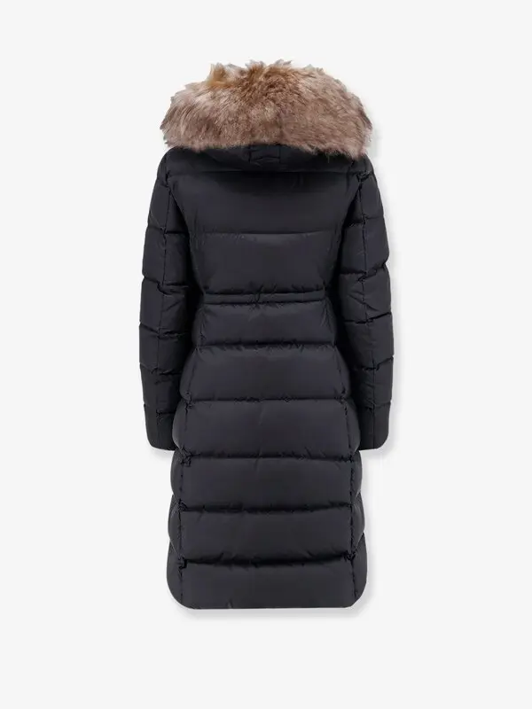 Moncler Boedic Long Down Jacket With Fur Detail