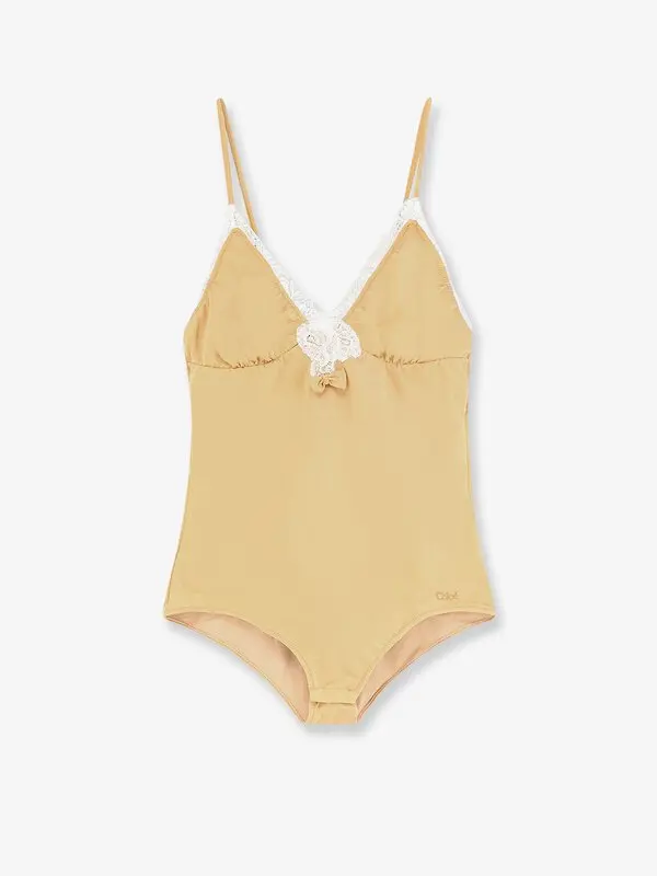 Chloé Top Body With Lace Details - Beige