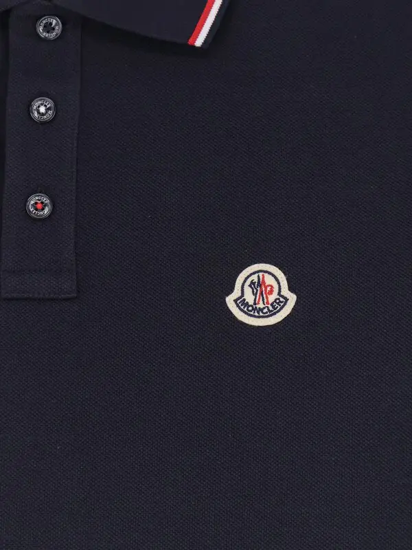 Moncler Cotton Polo Shirt With Logo Patch