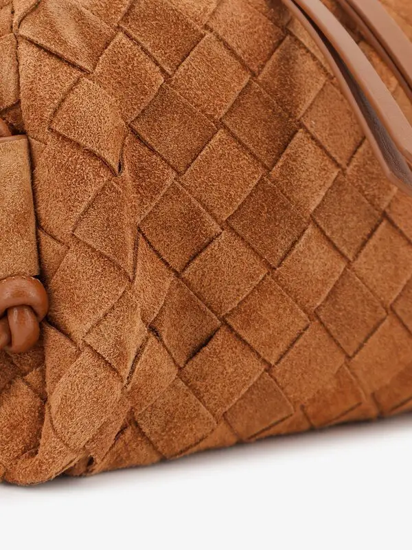 Bottega Veneta Suede Intrecciato Pochette Concert Bag - Beige