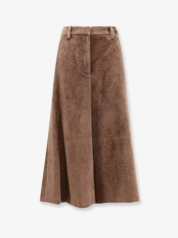 Brunello Cucinelli Velvet Flared Skirt With Monili Detail